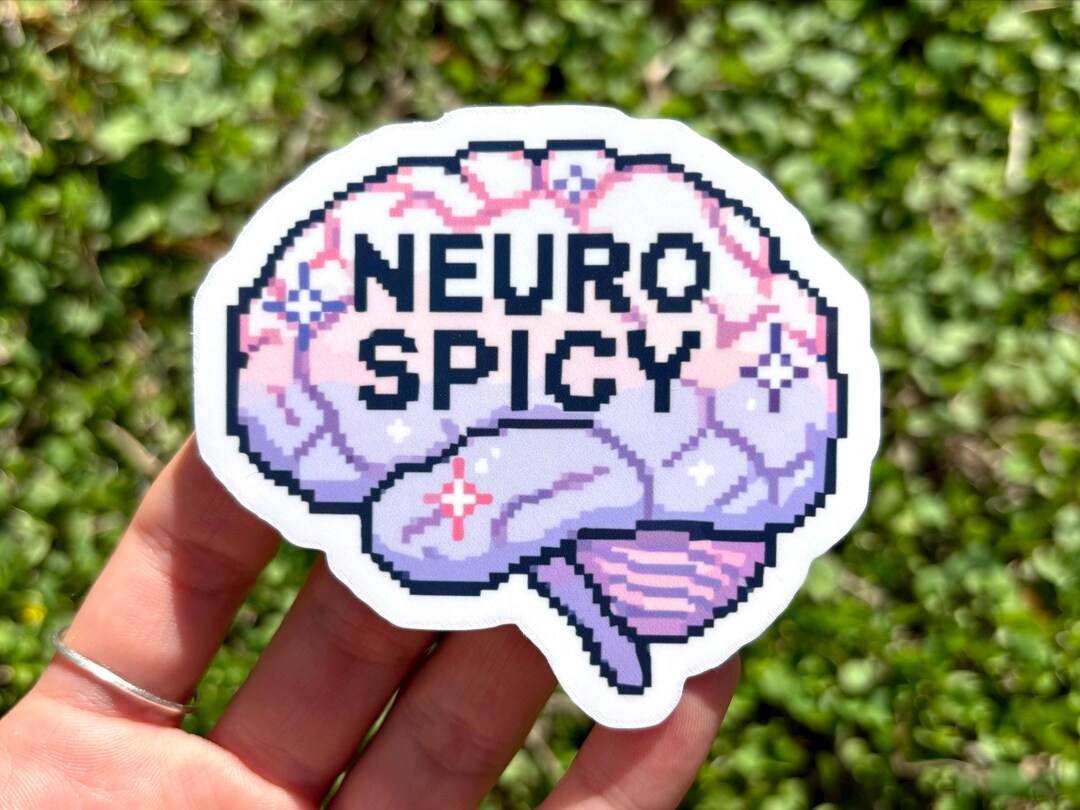Holographic Neurospicy Vinyl Sticker - Cute Tism Brain Sticker, Kawaii ...