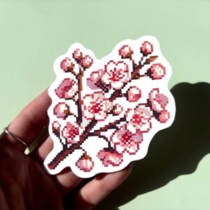Kawaii Sakura Flower Branch Pixel Art Vinyl Sticker Pack Cute Japanese ...