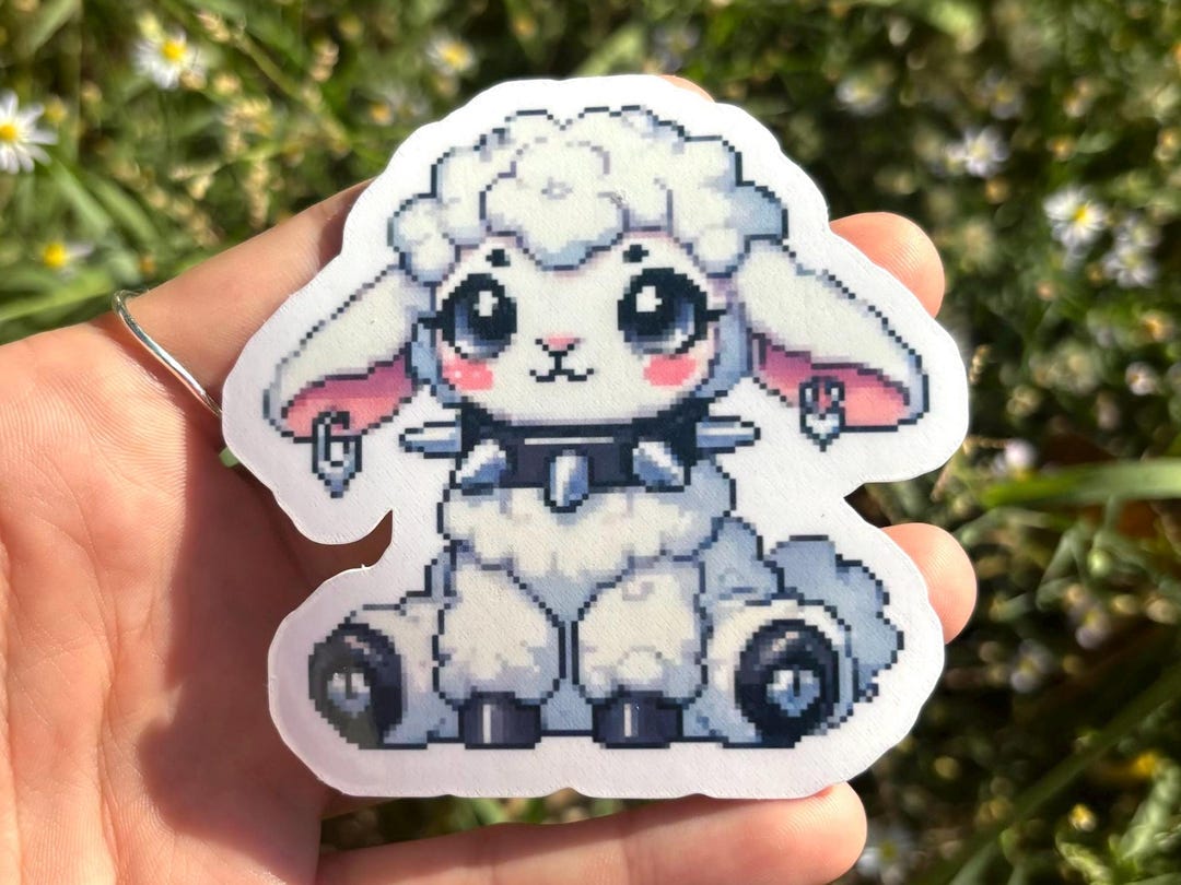Goth Lamb Sticker - Holographic Lamb Sticker, Cute Pixel Art Punk Lamb ...