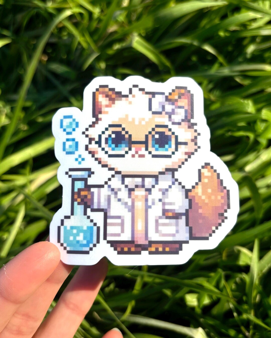 Scientist Cat Vinyl Sticker Cute Science Kitty Sticker, Siamese Cat ...