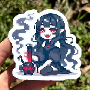 Vampire Smoking a Bong Vinyl Sticker - Holographic Vampire Sticker ...