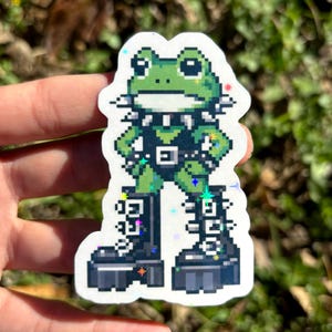 Goth Frog Vinyl Sticker - Holographic Punk Frog Sticker, Cute Queer ...