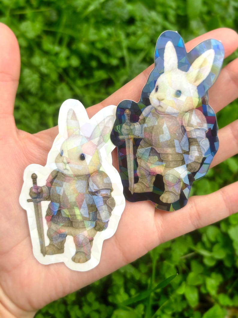 Bunny Knight Sticker: Medieval Rabbit in Armor & Sword - Etsy