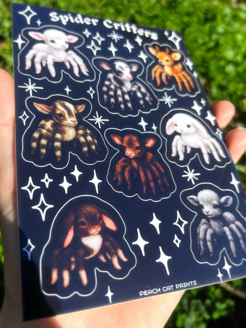 Spider Critters Sticker Sheet: Creepy Cute Sticker Sheet, Weird Cute ...