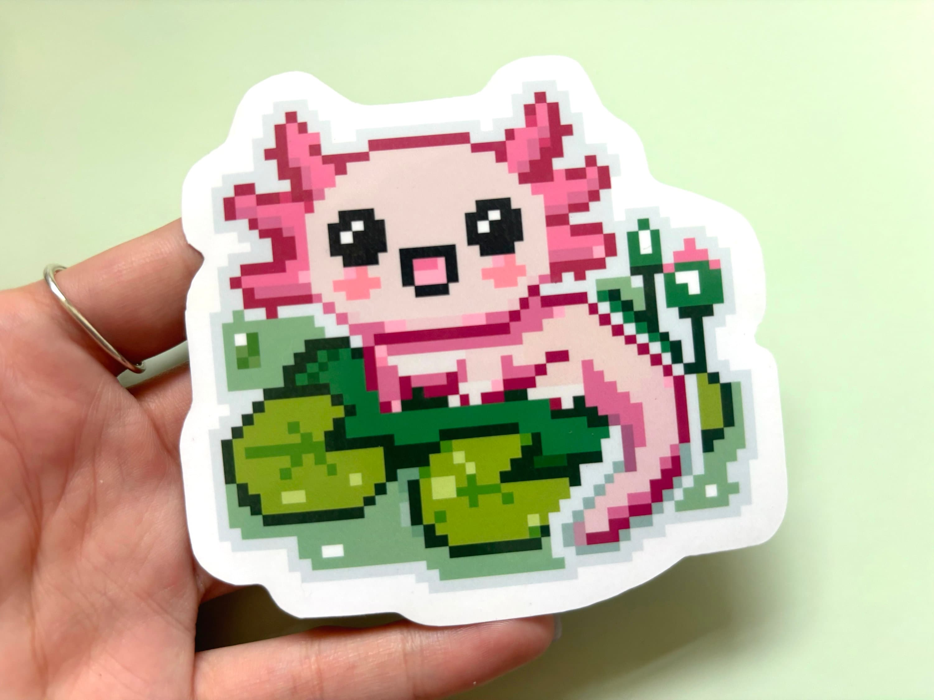Kawaii Pixel Art Axolotl Vinyl Stickers Cute 8 Bit Marine Animals Sea ...
