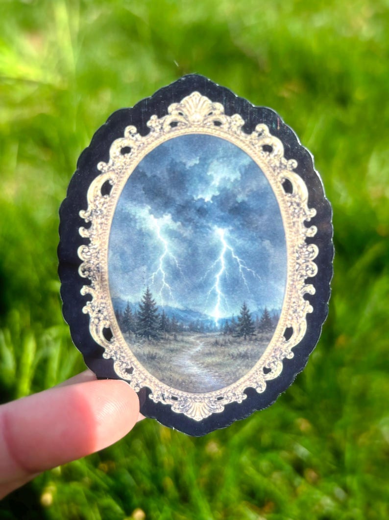 Lightning Storm Sticker: Dark Fantasy Landscape Decal, Gothic Weather ...