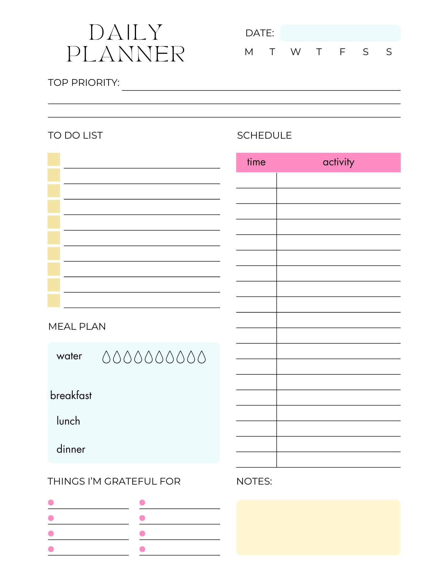 Printable Colorful Daily Planner - Etsy