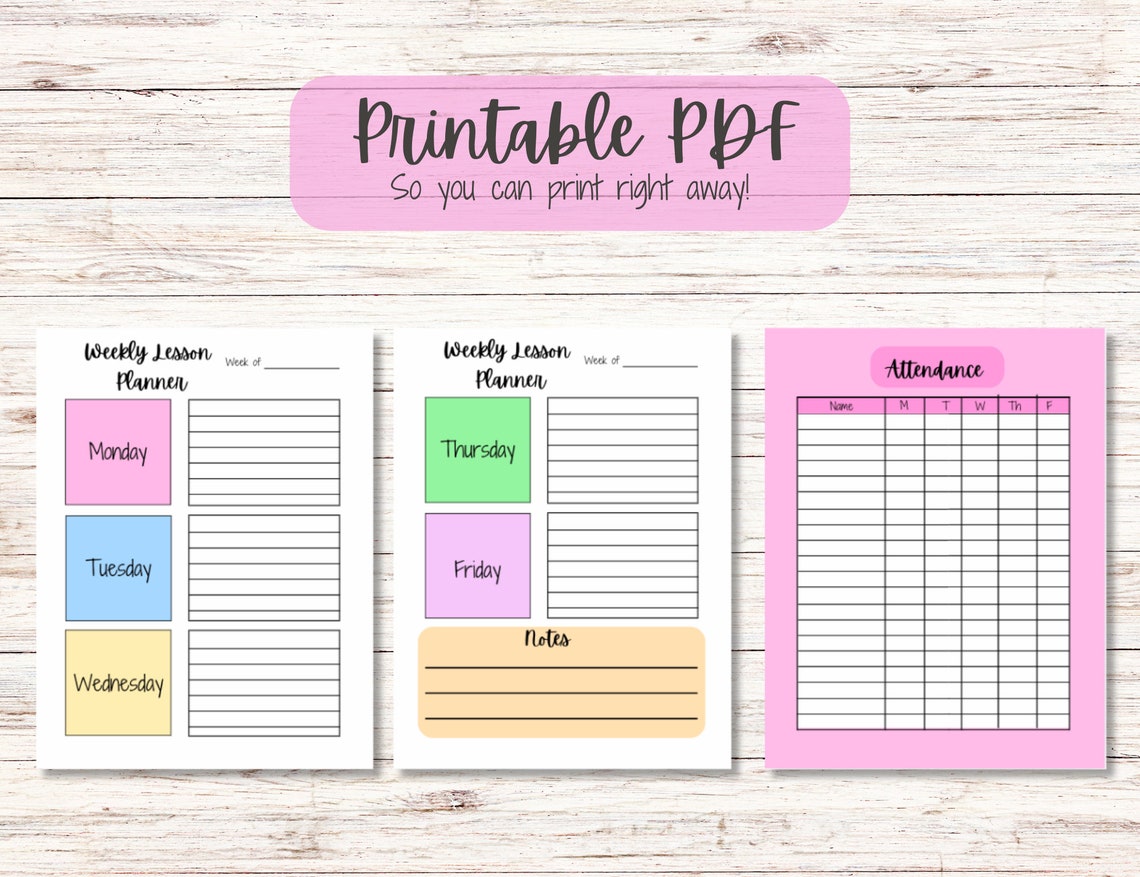 Teacher Lesson Planner Printable PDF and Editable Template, Teacher ...