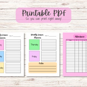 Teacher Lesson Planner Printable PDF and Editable Template, Teacher ...