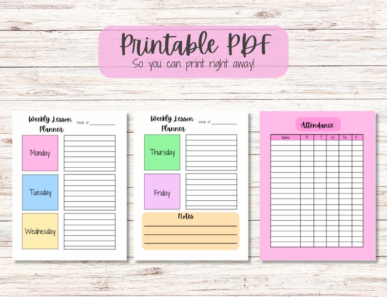 Teacher Lesson Planner Printable PDF and Editable Template, Teacher ...