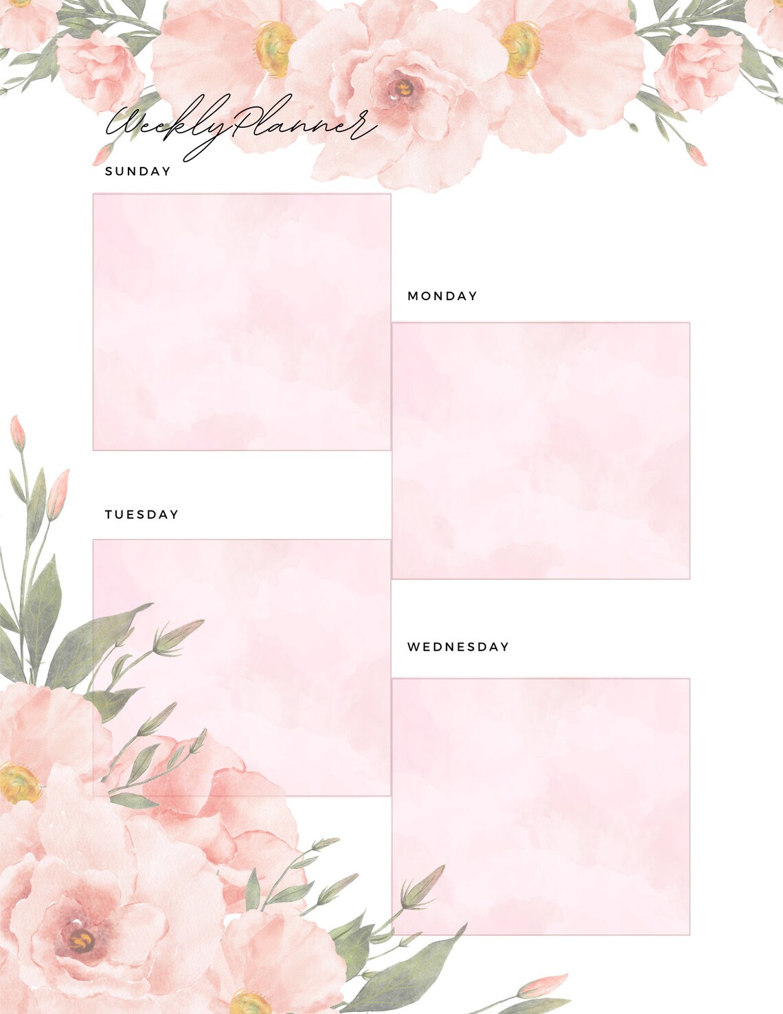 3 Page Floral Weekly Planner Bundle - Etsy