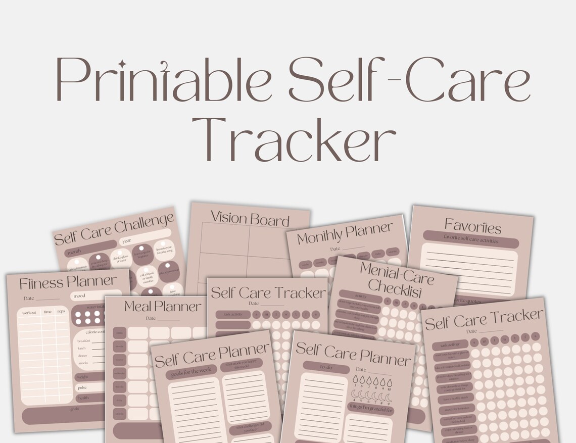 Printable Self-care Planner Bundle Template 11 Pages Wellness Journal ...