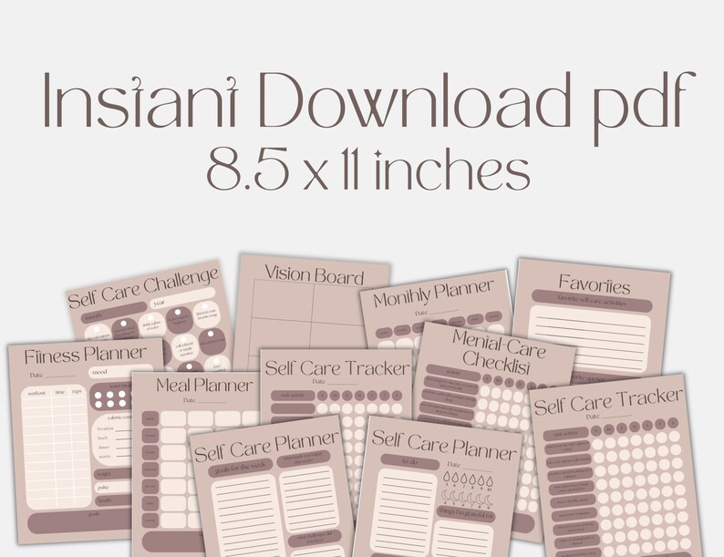 Printable Self-care Planner Bundle Template 11 Pages Wellness Journal ...