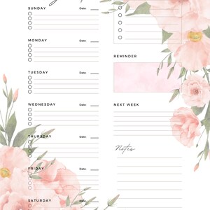 3 Page Floral Weekly Planner Bundle - Etsy