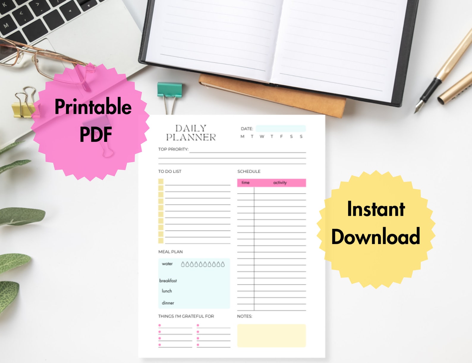 Printable Colorful Daily Planner - Etsy