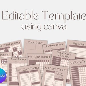 Printable Self-care Planner Bundle Template 11 Pages Wellness Journal ...