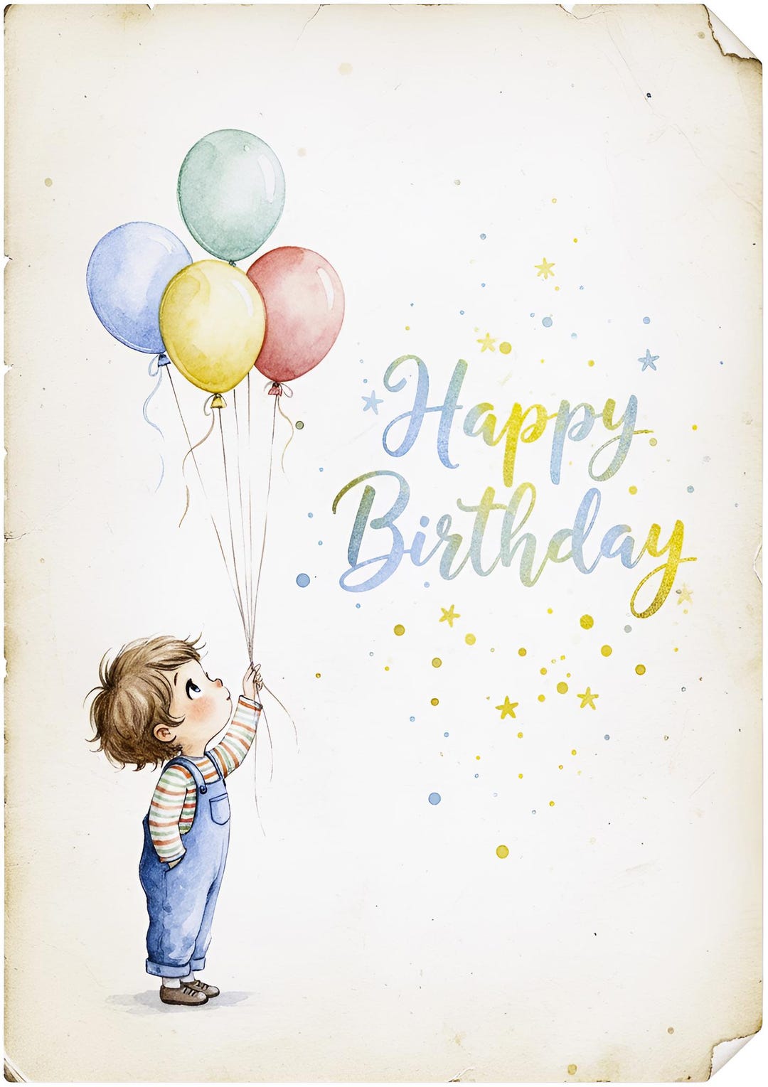 Sparkly Birthday Card for Kids (BD 2) – Little Boy With Colorful ...
