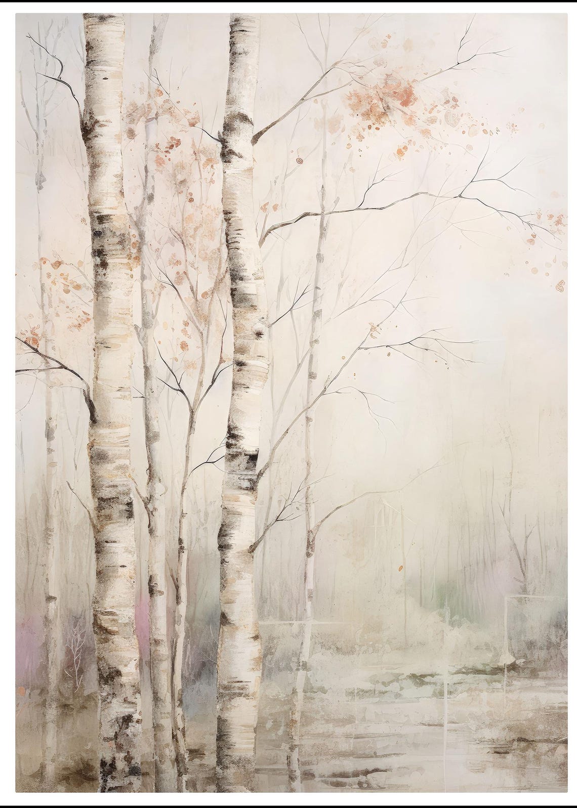 5 Birch Trees Art Cards, 5 Card Pack #2, 7x5 Blank Inside Fine Art ...