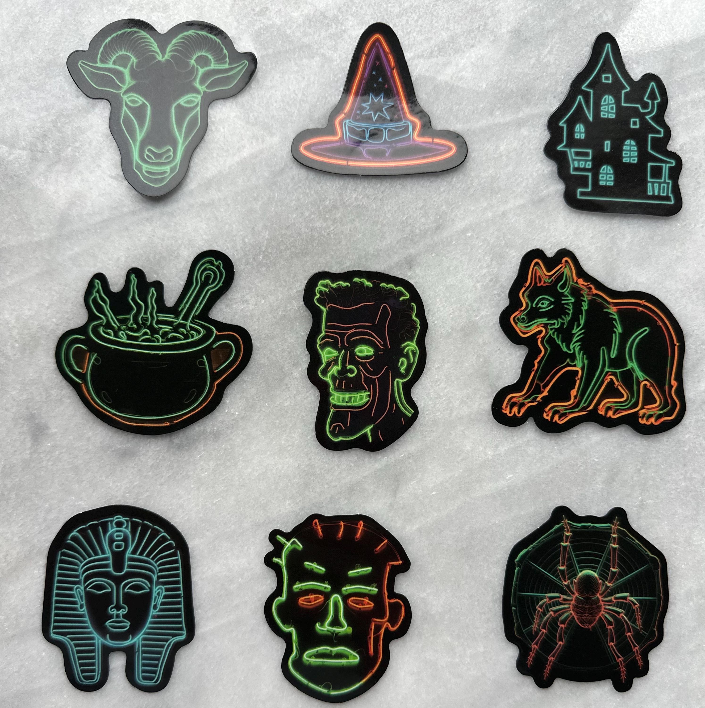Neon Halloween Sticker Pack (15pc): Spooky Decals - Etsy