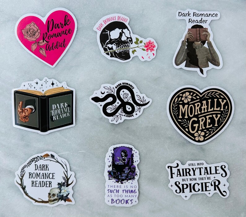 Dark Romance Book Sticker Pack 10-50 Pcs, Gothic Romance Sticker Bundle ...