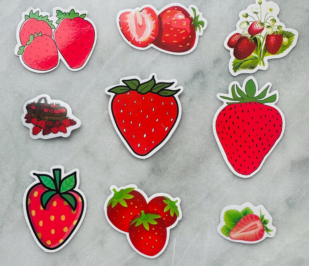 Strawberry Sticker Pack, Cute Fruit Stickers - Etsy