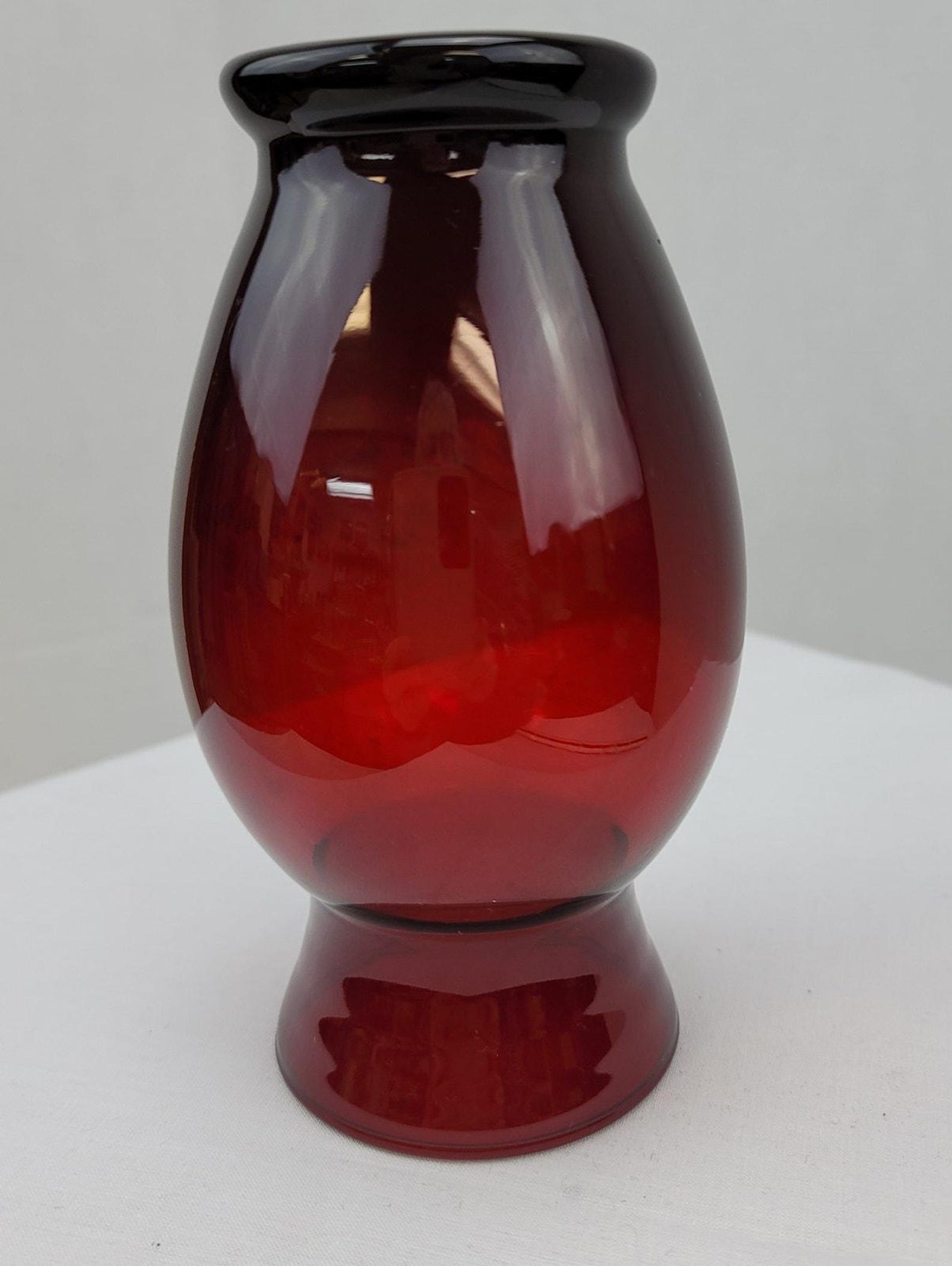 Vintage Anchor Hocking Ruby Red Flared Glass Vase 6.5" Shiny No Flaws ...