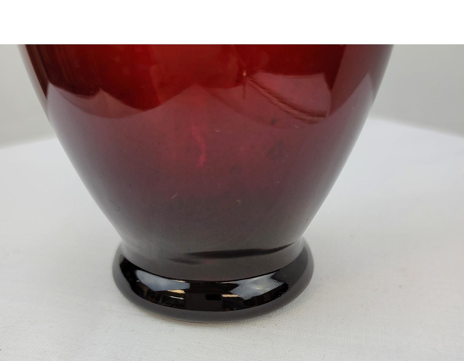 Vintage Anchor Hocking Ruby Red Flared Glass Vase 6.5" Shiny No Flaws ...