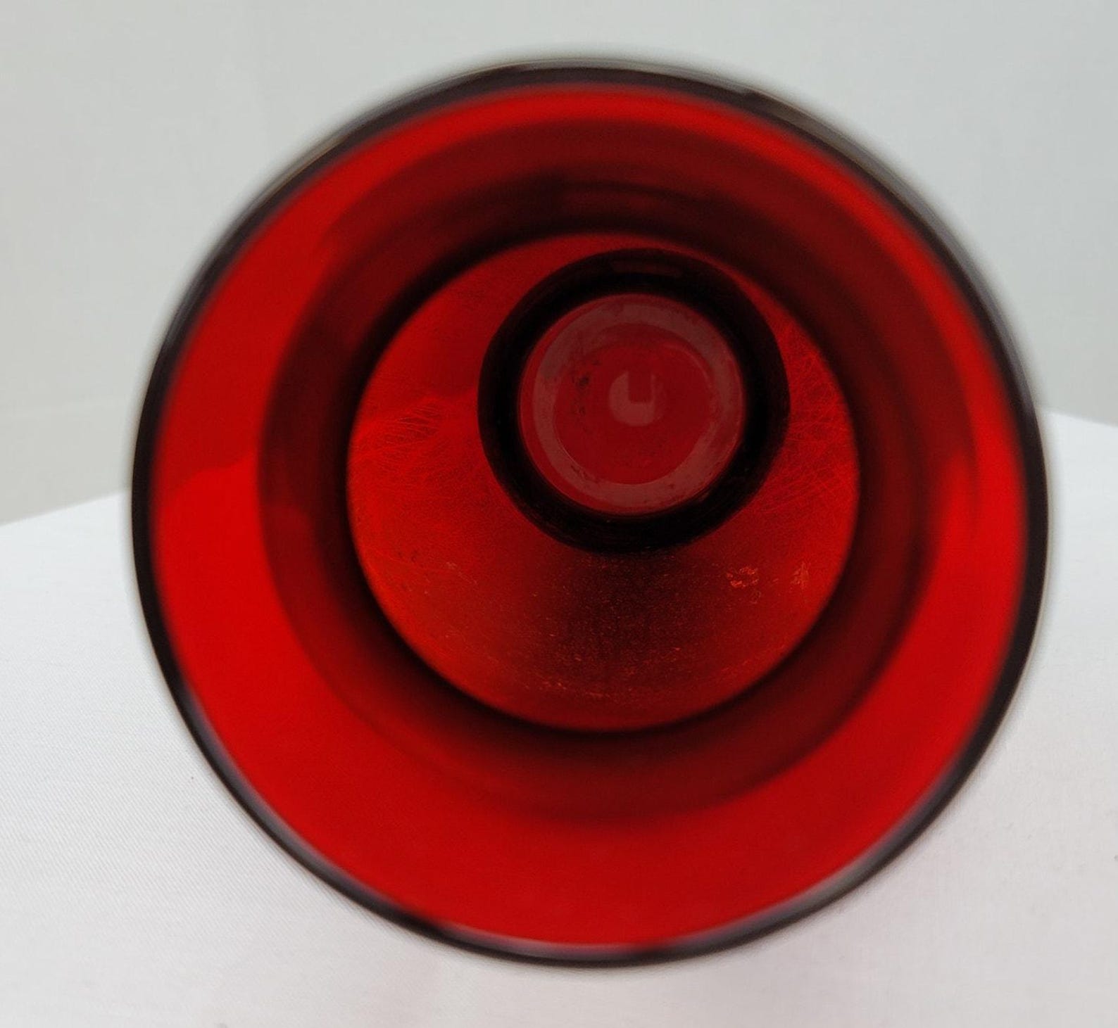 Vintage Anchor Hocking Ruby Red Flared Glass Vase 6.5" Shiny No Flaws ...
