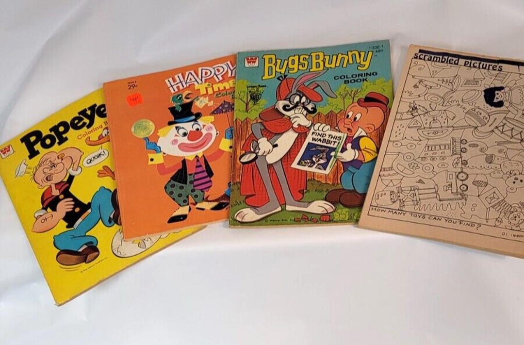 Vintage Popeye Bugs Elmer Fudd Coloring Books Partly Used - Etsy