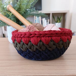 Crochet Storage Basket Wooden Base, Table or Desk Multi Purpose ...