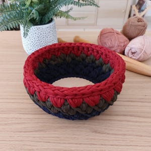 Crochet Storage Basket Wooden Base, Table or Desk Multi Purpose ...