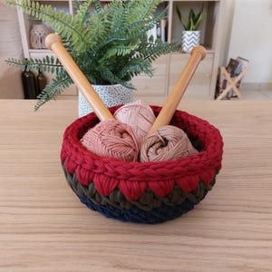 Crochet Storage Basket Wooden Base, Table or Desk Multi Purpose ...
