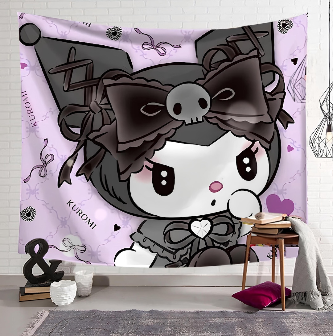 Sanrio Characters Wall Tapestry, Kuromi Wall Hanging , Anime Nursery ...