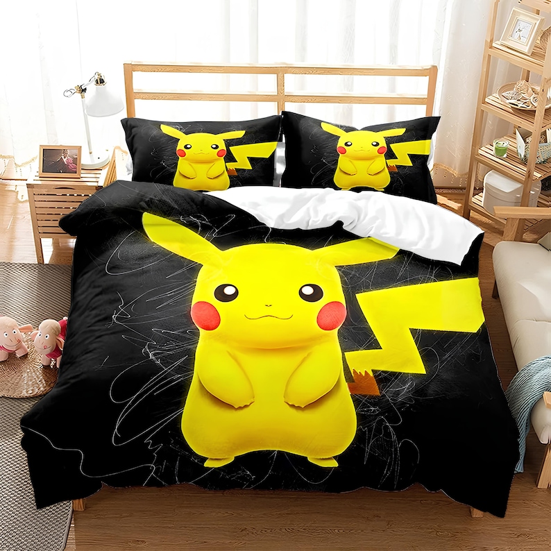 Pikachu Duvet Cover Set, Custom Pokemon Bedding - Etsy