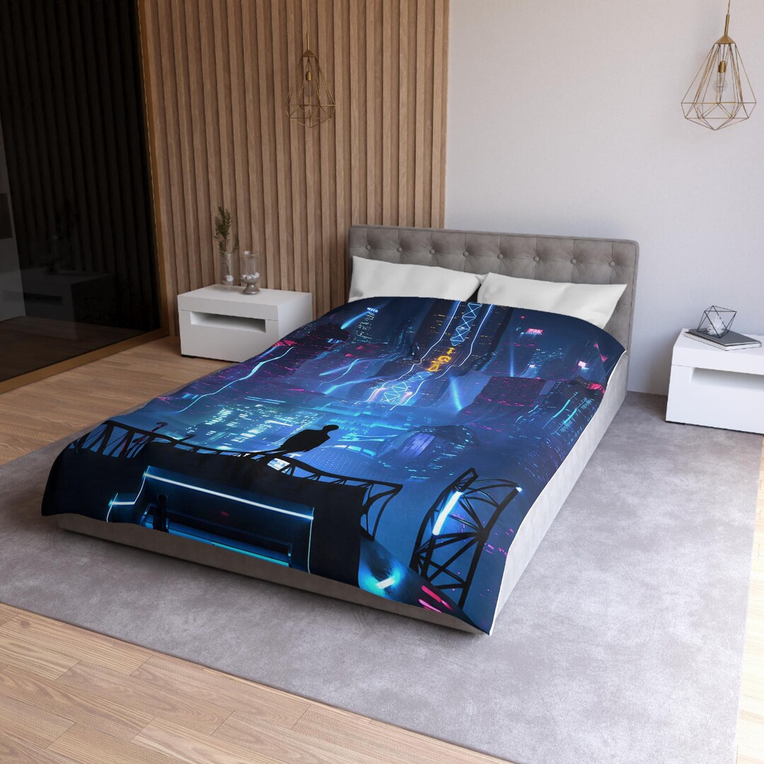 Cyberpunk 2077 Duvet Cover, Cyberpunk City Bedding Set, Digital Printed ...