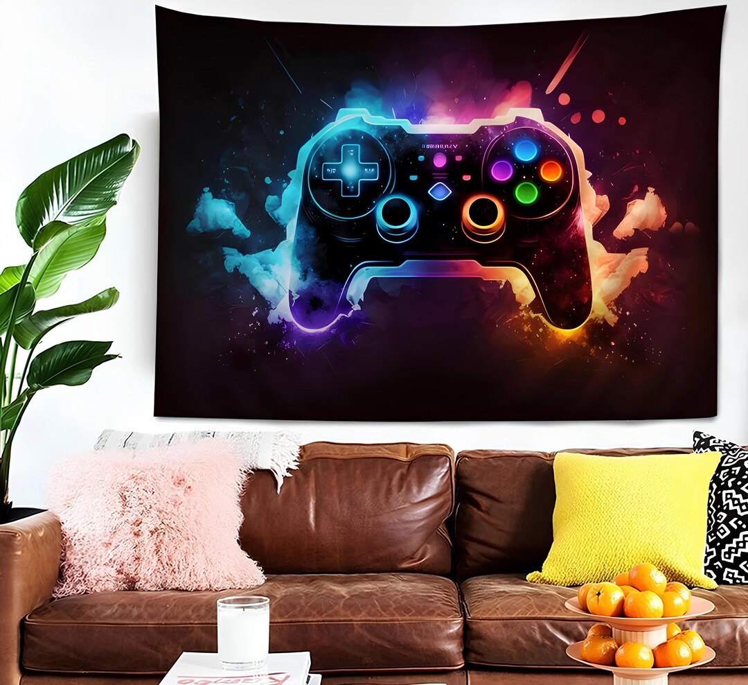 Games Neon Wall Tapestry, Gaming Wall Hanging , Custom Tapestry, Video ...