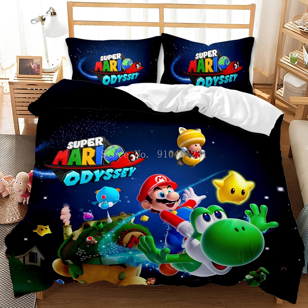 The Super Mario Bros Duvet Cover, Super Mario Bedding Set, Digital ...