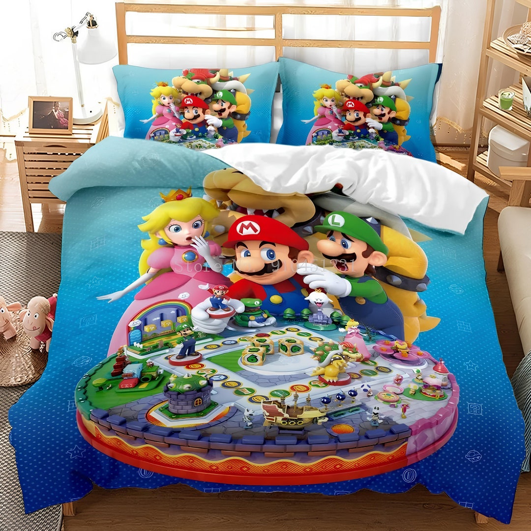 The Super Mario Bros Duvet Cover, Super Mario Bedding Set, Digital ...