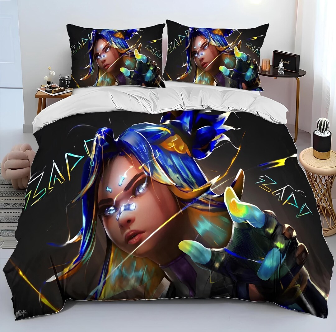 Valorant Personalized Bedspread, Neon Bedding Set, Digital Printed ...