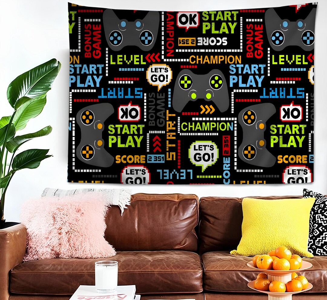 Gaming Tapestry: Neon Joystick Wall Hanging, Custom Gamer Decor - Etsy