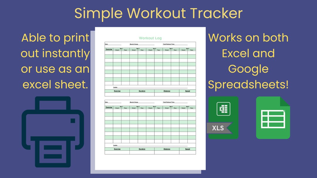 Simple Workout Tracker Printable Spreedsheet - Etsy
