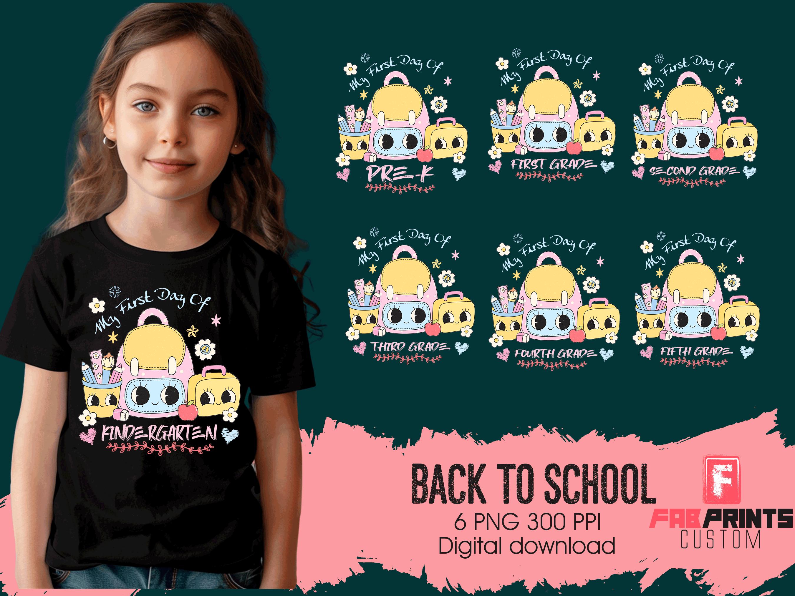 Retro Back to School Png Bundle, First Day of School Png, Kindergarten ...