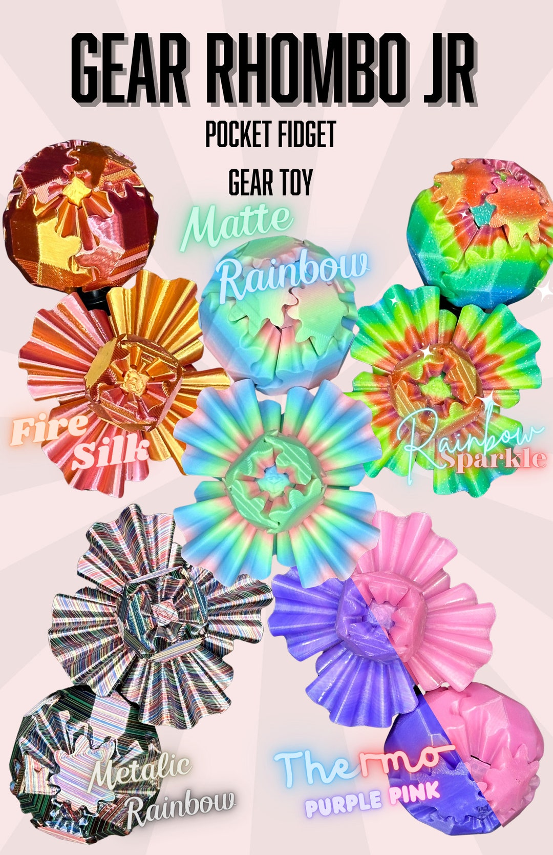 3D Printed Gear Rhombo Jr. by TNTBA The Portable Fidget Toy - Etsy Portugal