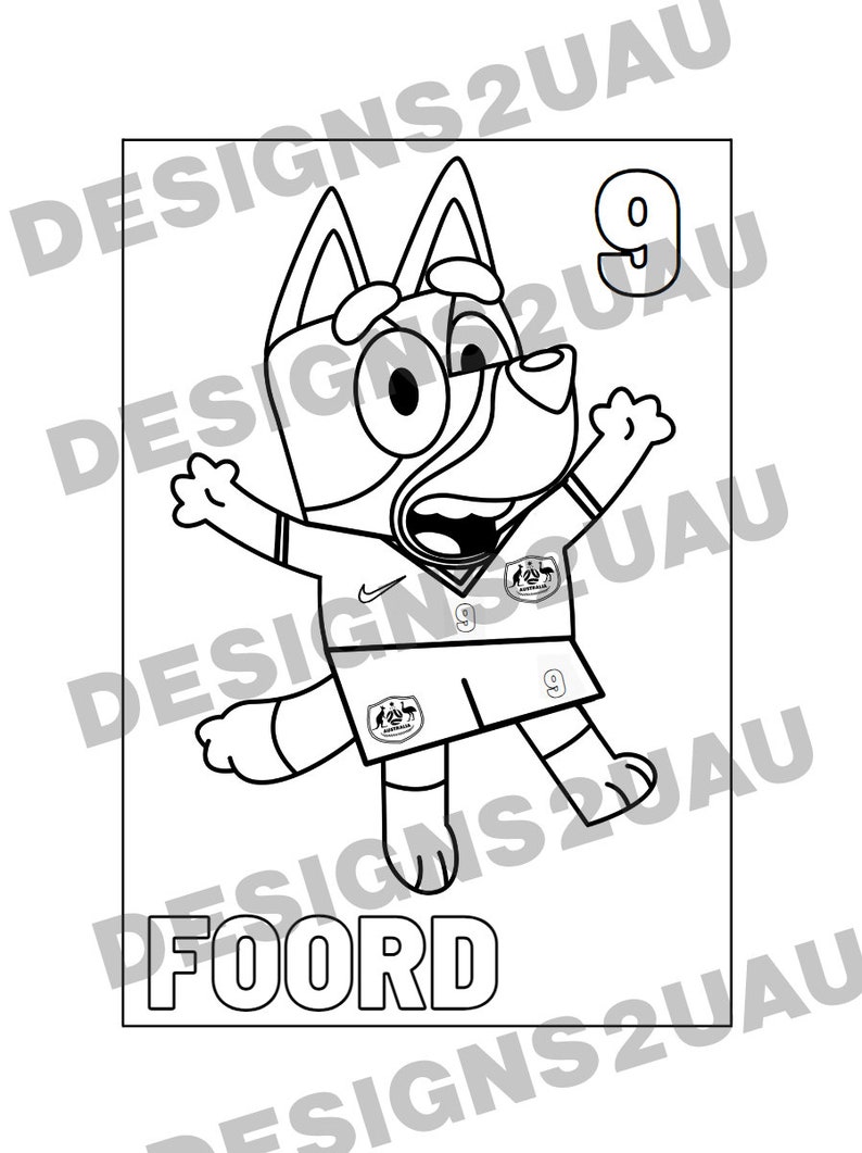 Matildas Printable Coloring In, Bluey & Bingo Matildas Womens World Cup ...