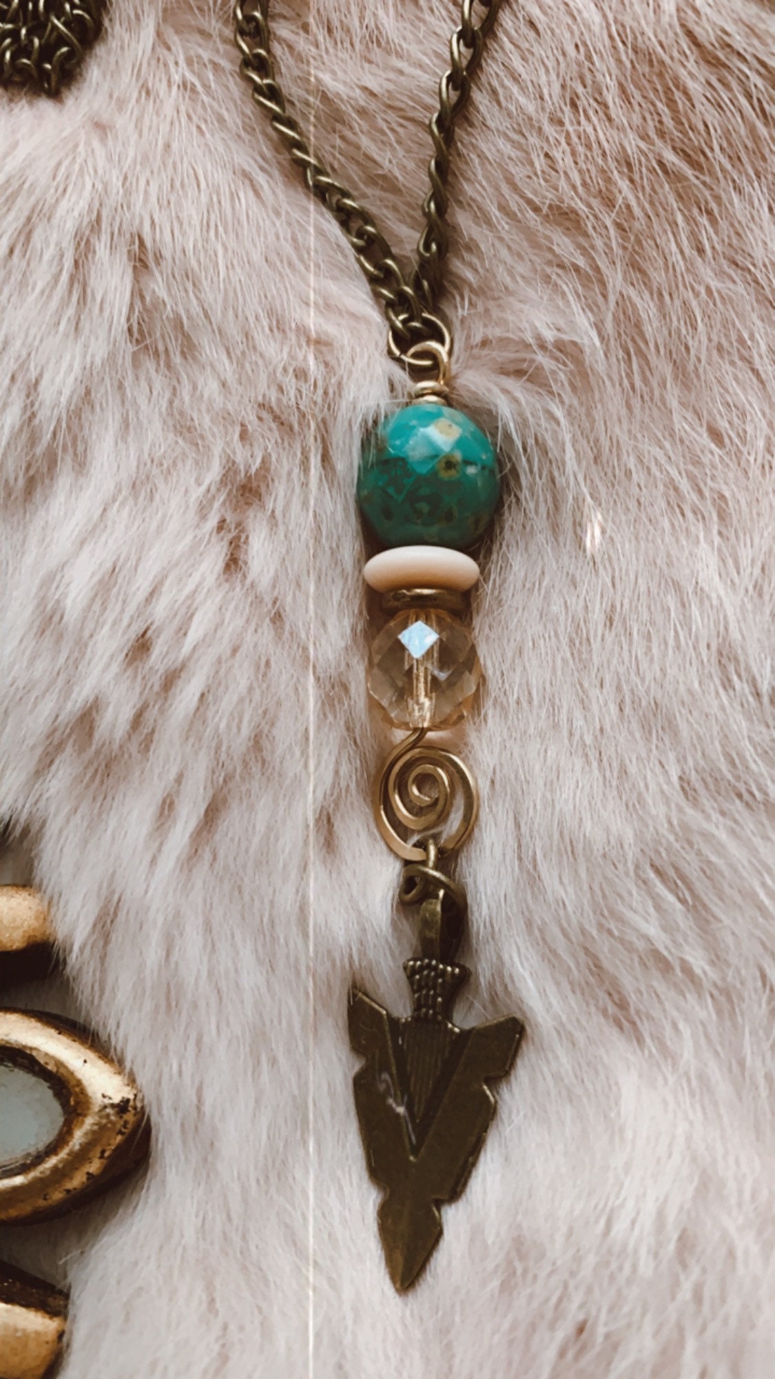 GYPSY HUNTER mint white and gold spear arrow bohemian vintage