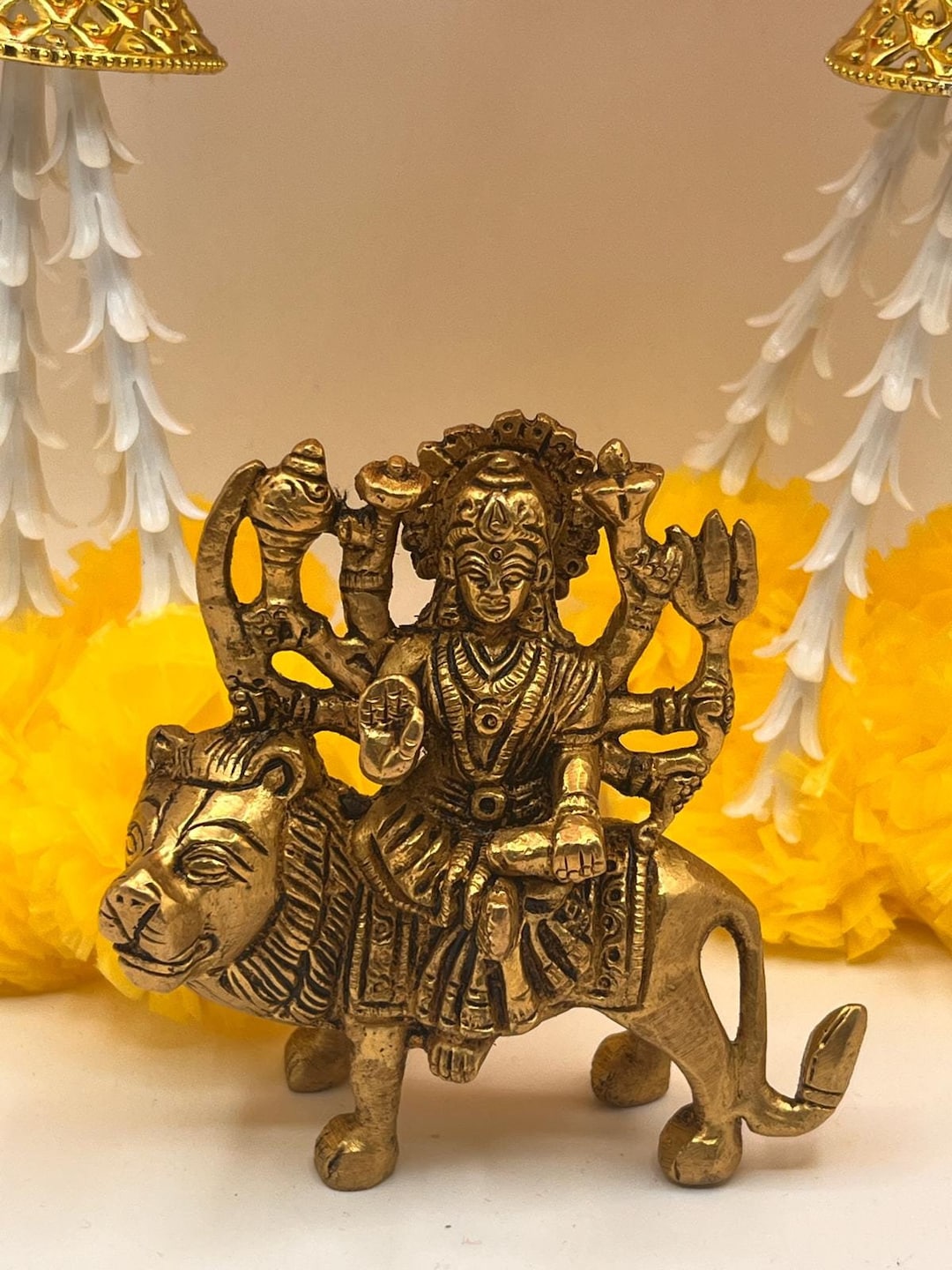 Antique Indian Goddess Durga Brass Idol/statue| Durga Murti Navratri ...