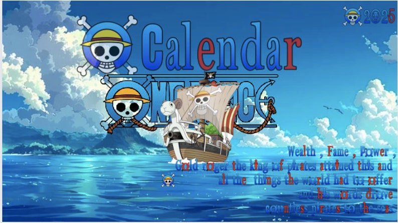 One Piece Digital Calendar 2025 - Adventures - Etsy