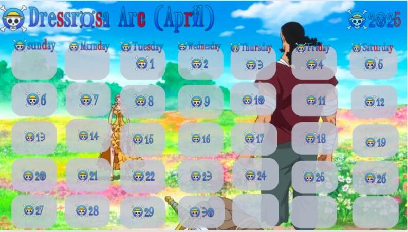 One Piece Digital Calendar 2025 - Adventures - Etsy