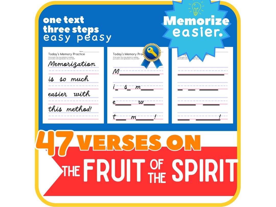 FRUIT of THE SPIRIT Bible Copywork Verse Memorization Copywork ...
