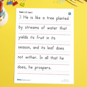 PSALM 1 Bible Copywork | Bible Verse Memorization | Copywork Charlotte ...